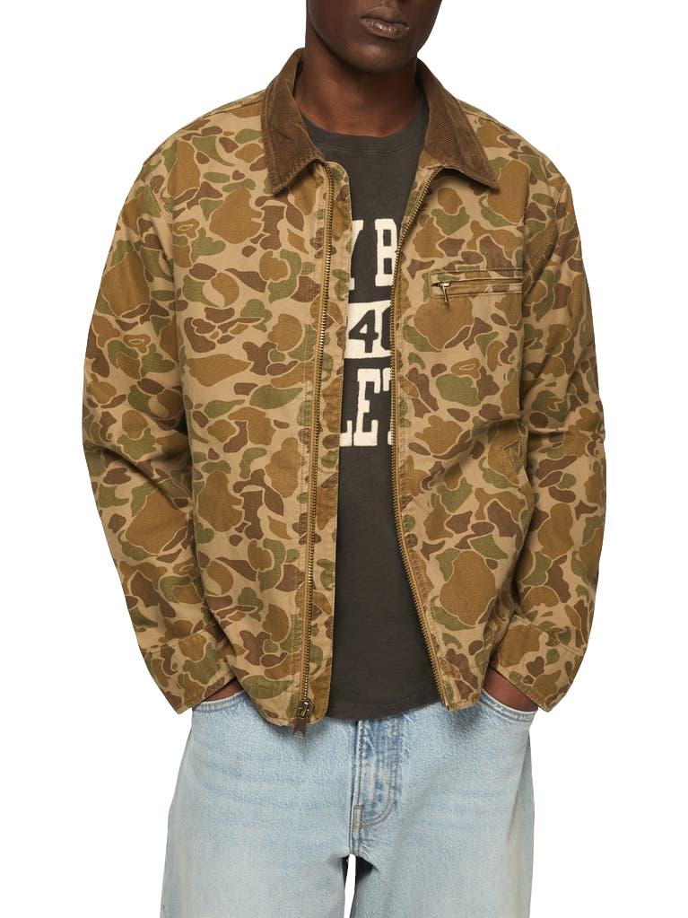 LUCKY BRAND Lucky Brand Camouflage Cotton Canvas Zip Jacket